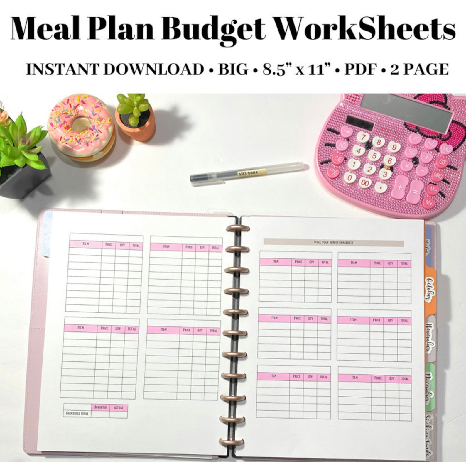 Printable Meal Plan Budget Worksheet Meal Planner PDF | Etsy