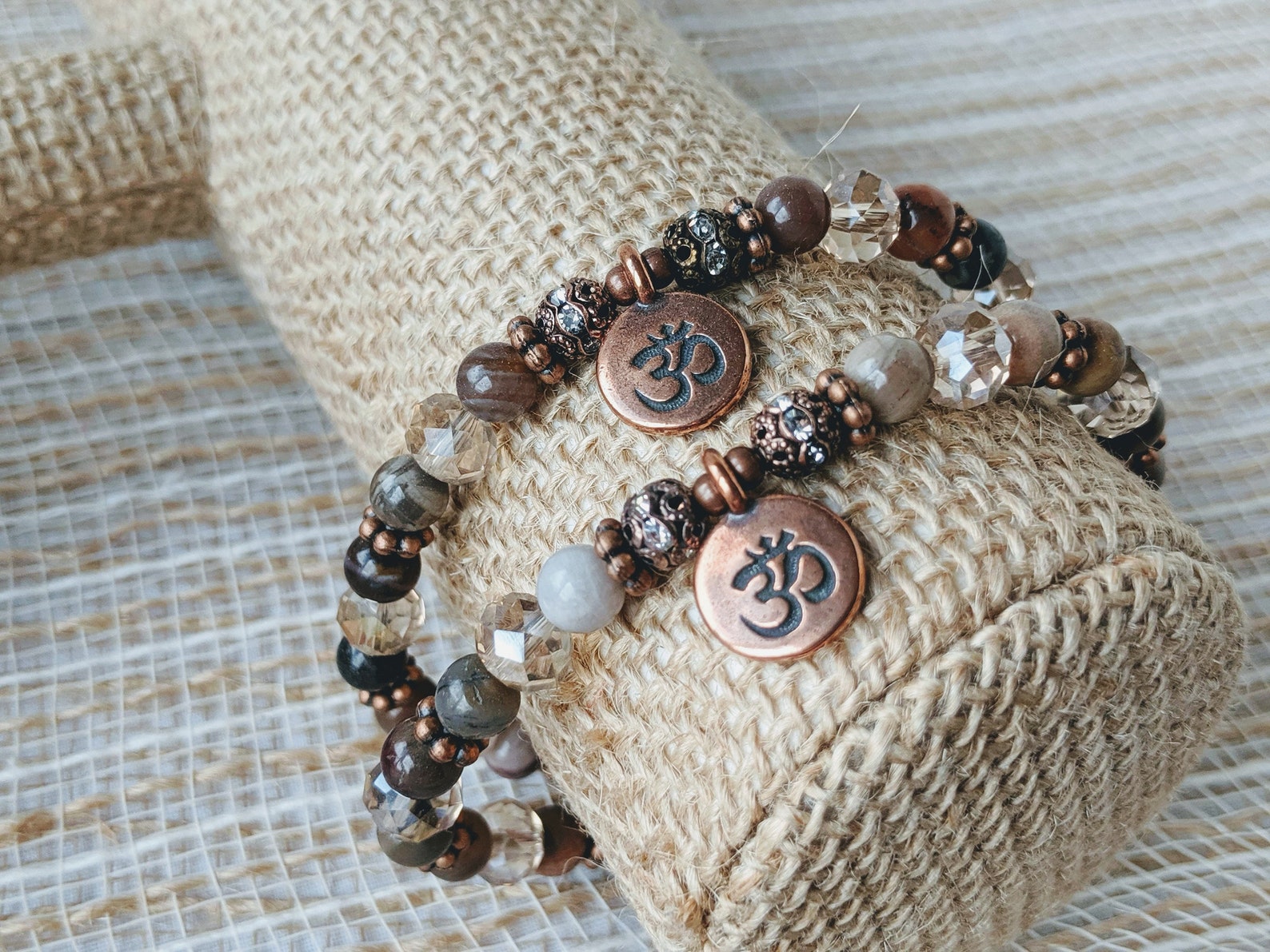 Glass and Gemstone Yoga Bracelets With Charm - Etsy