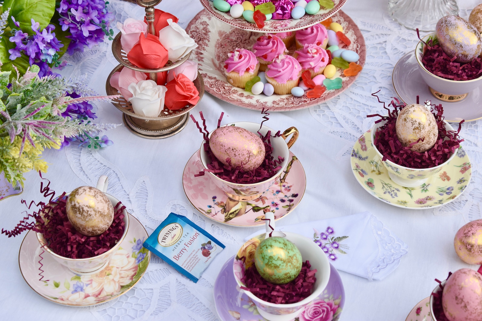 Spring Summer Mismatched Tea Cups and Saucers. Party Favors - Etsy