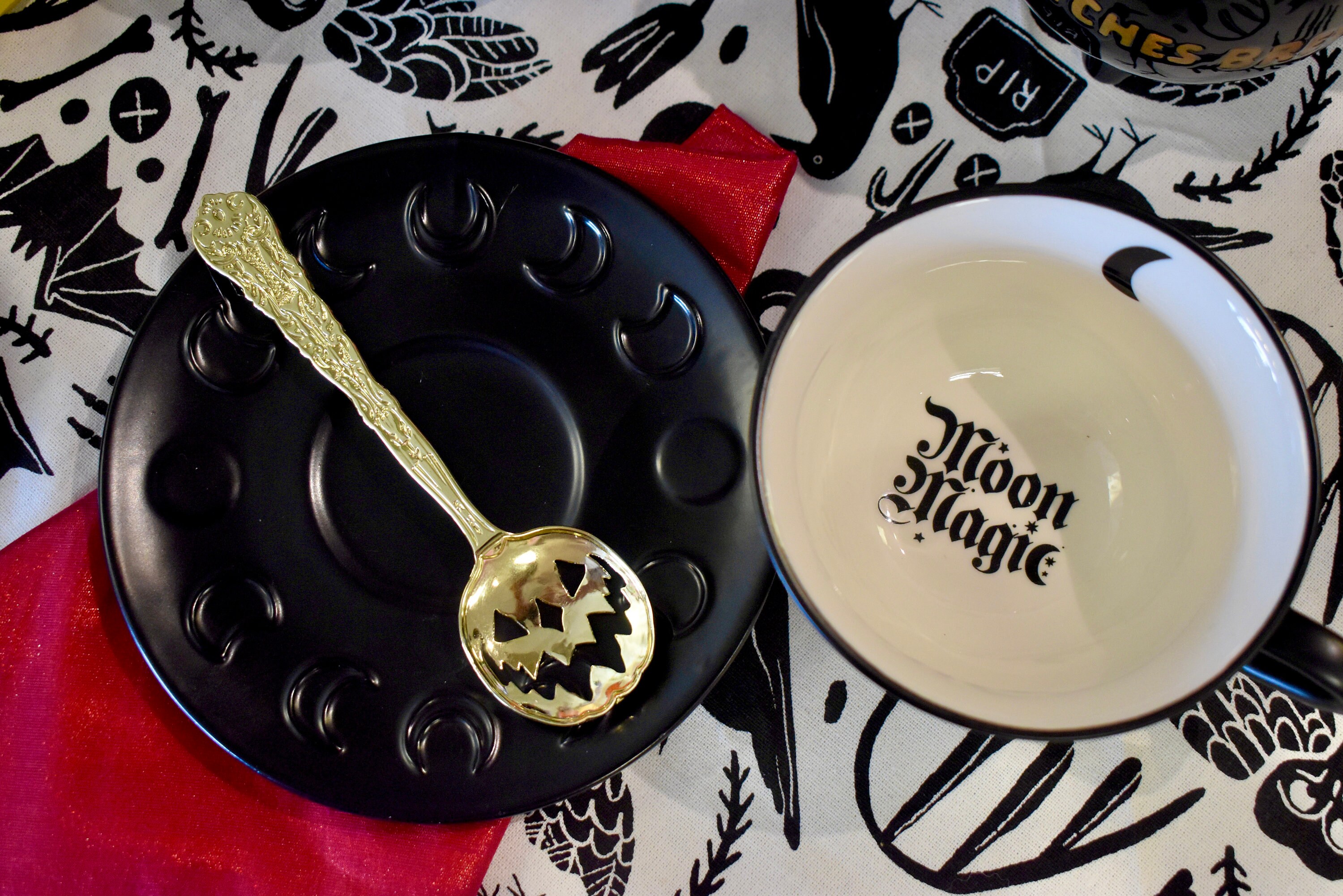 Moon Cycles Astronomy Stars Magic Black Tea Cup and Saucer - Etsy