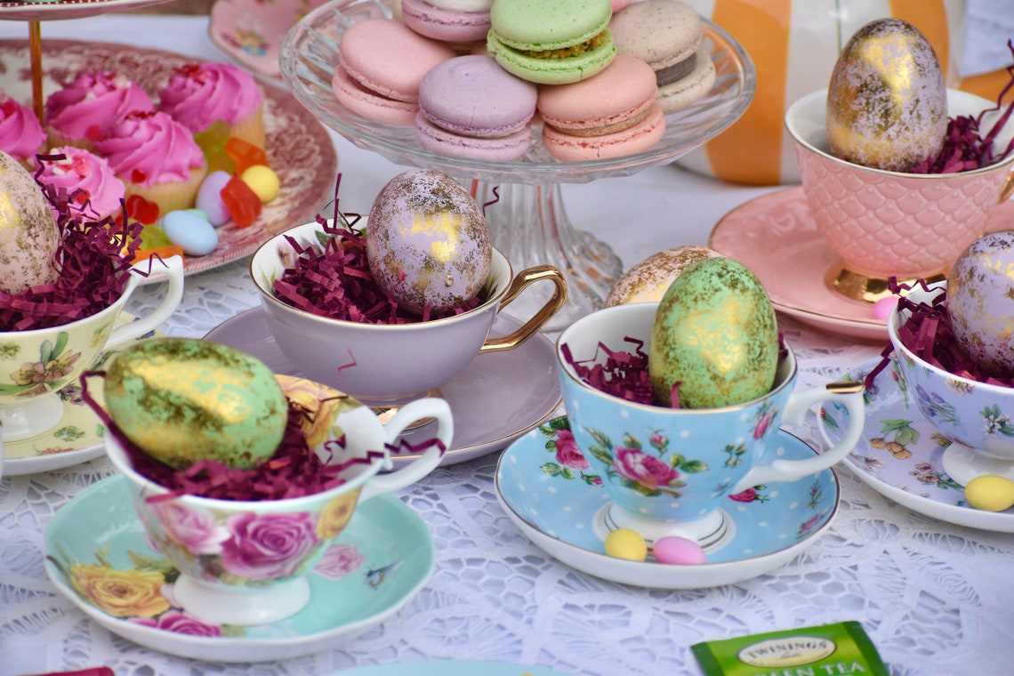 Spring Summer Mismatched Tea Cups and Saucers. Party Favors - Etsy