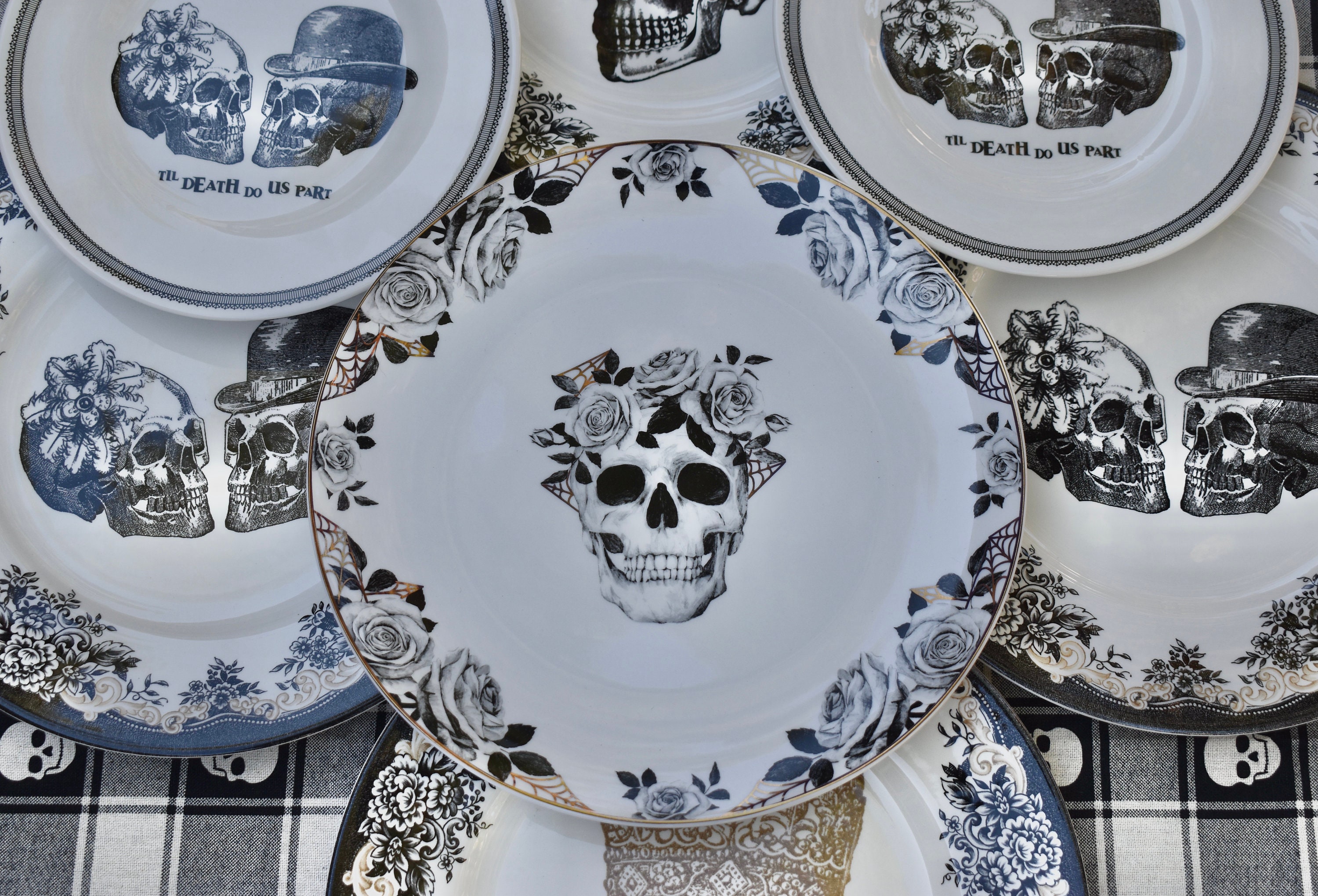 Skull Bowls. Mismatched China Porcelain Plates. Skeletons - Etsy