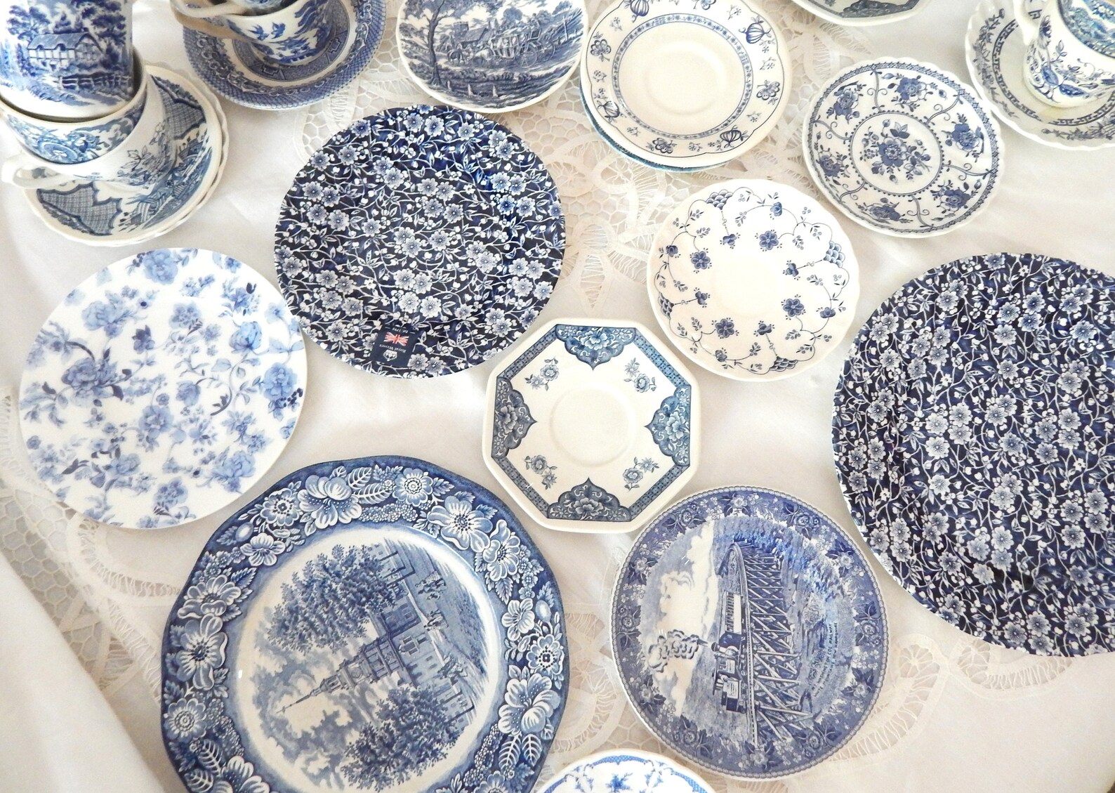 Blue and White Dinner Plates Mismatched China Porcelain Dishes New ...