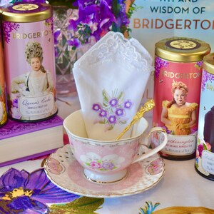 Bridgerton Tea Cup and Saucer Set Blush Florals With Lace With Gold ...