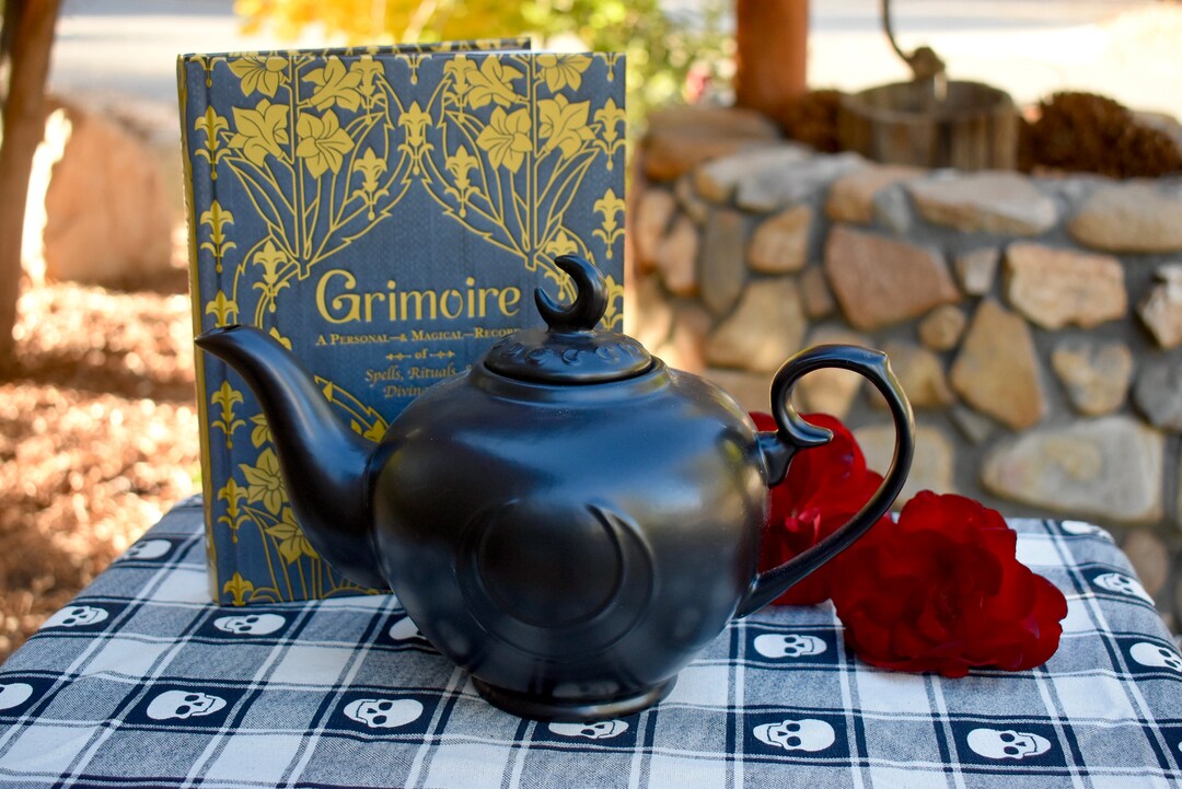 Personalized Teapot Moon Cycles Astronomy Stars Witch Black Carved ...