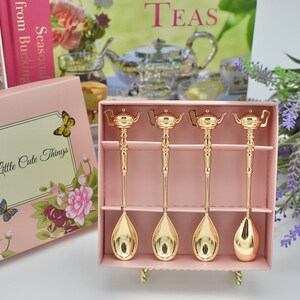 Teaspoon for Tea Gold Plated Set of Spoons With Teapot Handles to Match ...
