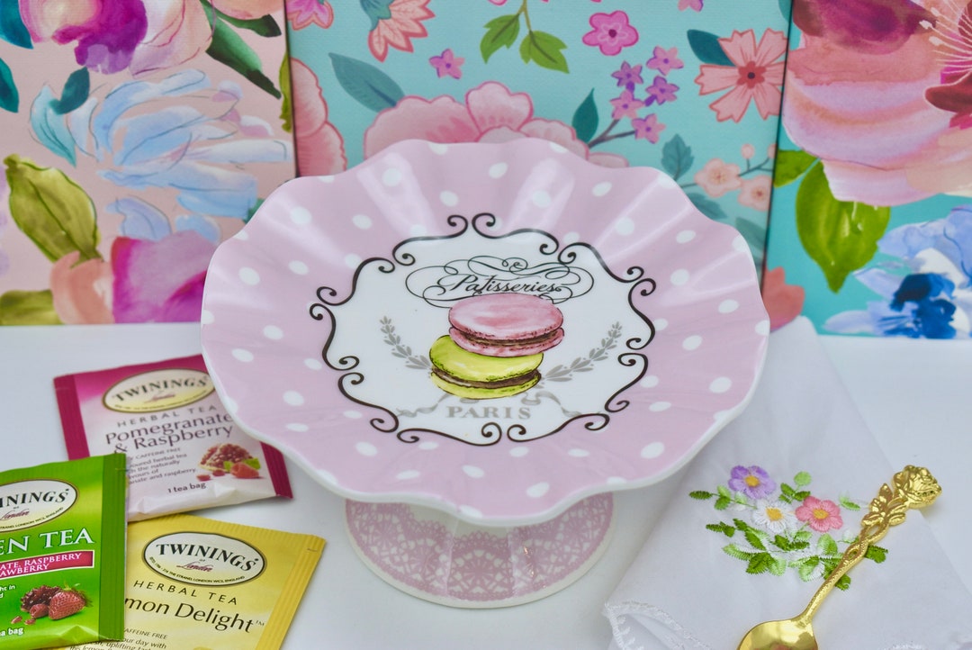 Personalized Cake Stand French Patisseries Macaroon. Pink With Polka ...