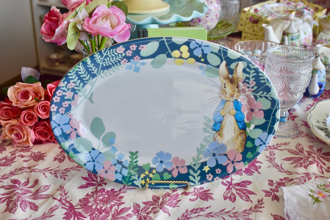 Serving Platter Beatrix Potter Peter Rabbit Plate. Teal Turquoise ...