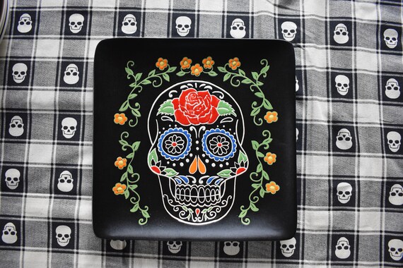 Sugar Skull Plate. Calvin Square Platter. Frida Flowers | Etsy