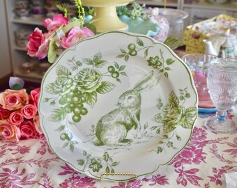 Green Toile Bunny Plates - Etsy