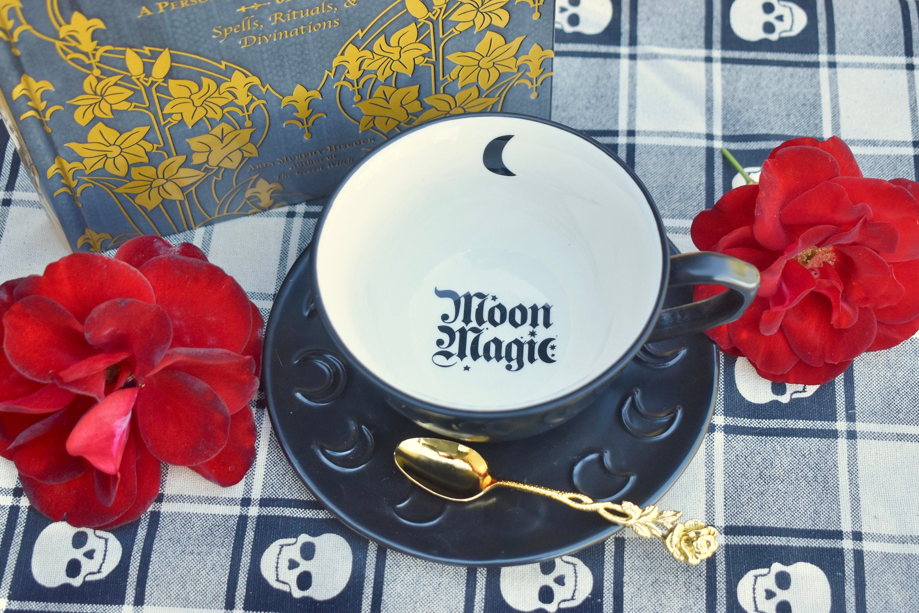 Moon Cycles Astronomy Stars Magic Black Tea Cup and Saucer - Etsy