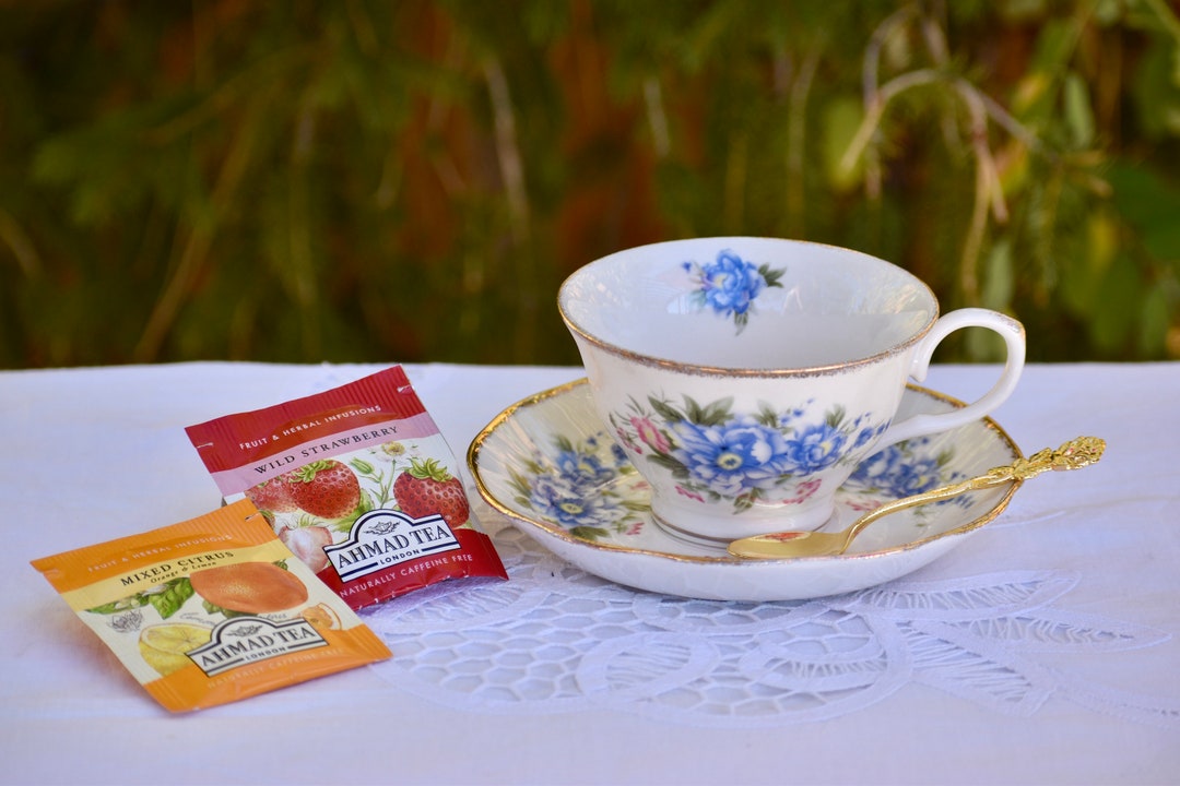 Personalized Tea Cup and Saucer With Spoon Embroidered Napkin Tea Pack ...
