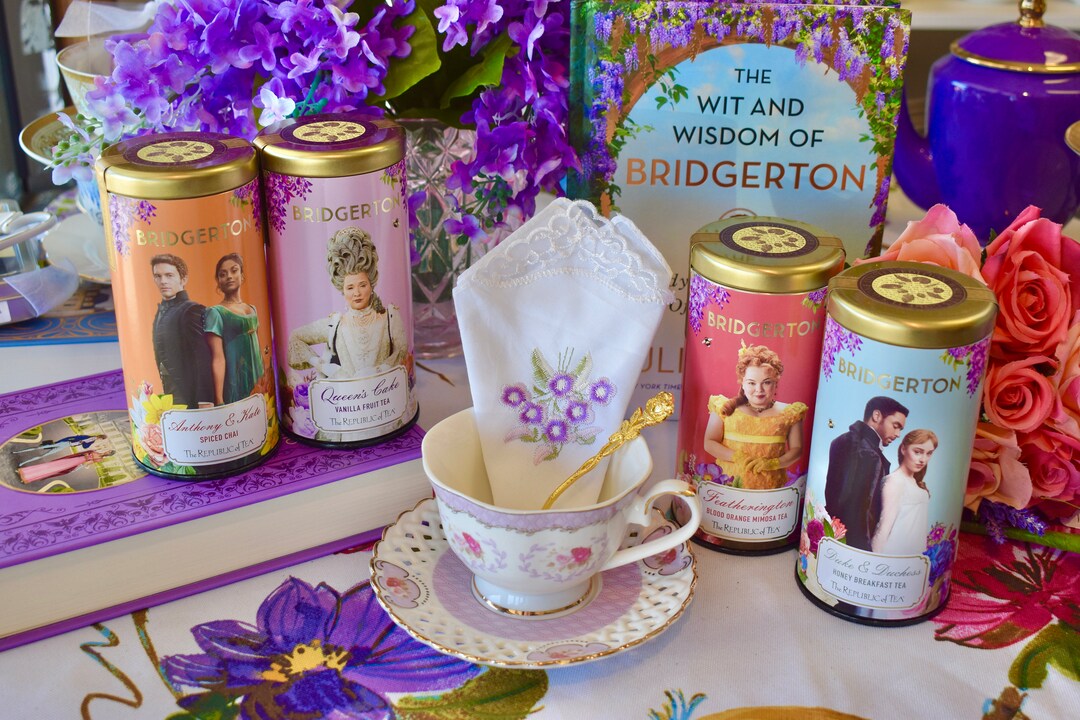 Bridgerton Tea Cup and Saucer Set Lavender With Lace With Gold Plated ...