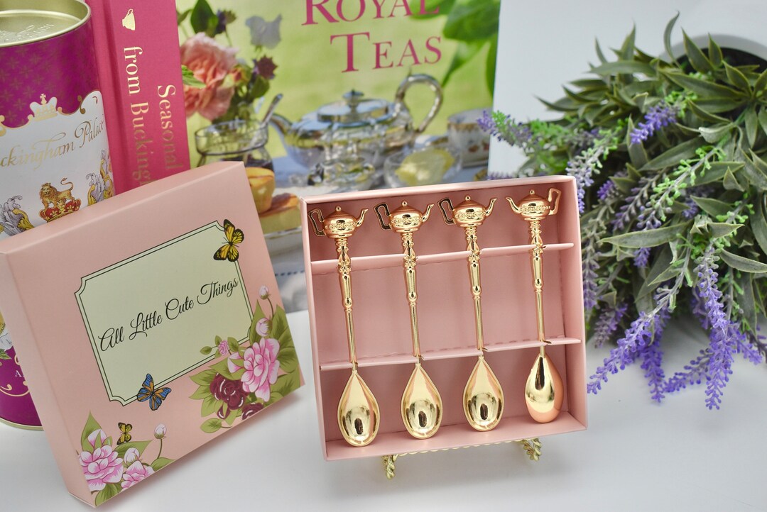 Teaspoon for Tea Gold Plated Set of Spoons With Teapot Handles to Match ...