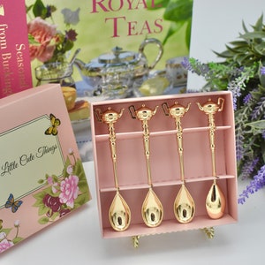 Teaspoon for Tea Gold Plated Set of Spoons With Teapot Handles to Match ...