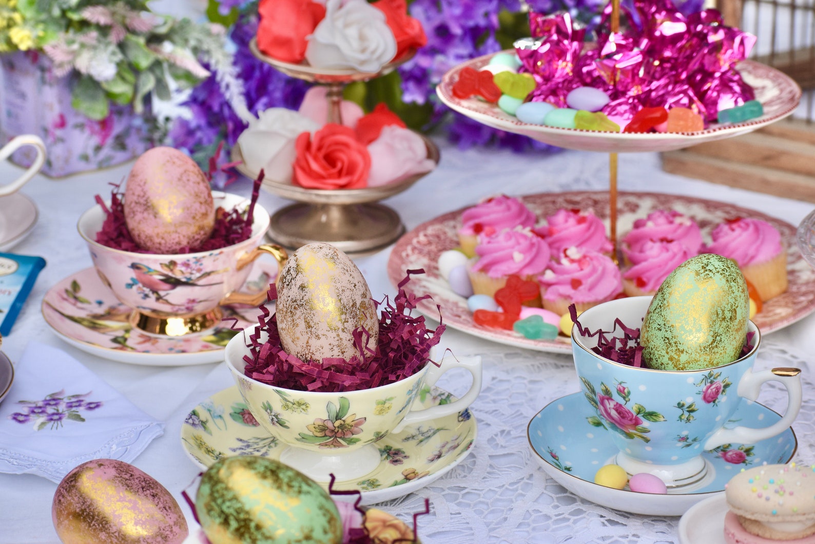 Spring Summer Mismatched Tea Cups and Saucers. Party Favors - Etsy