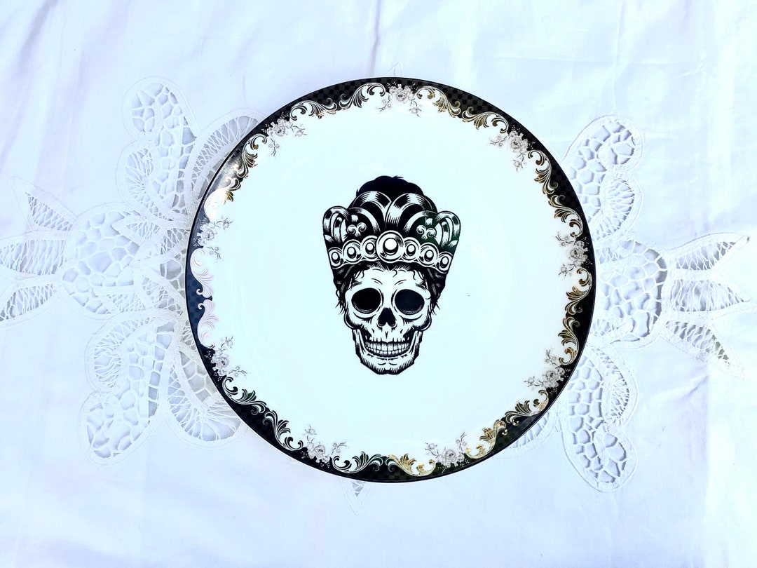 Skull Plate Queen Skull. Skeleton Fine Bone China Dish. Holiday Wedding ...