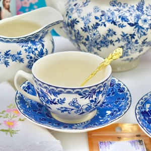 Bridgerton Tea Set. Lady Whistledown Devon Cottage Blue and White Fine ...