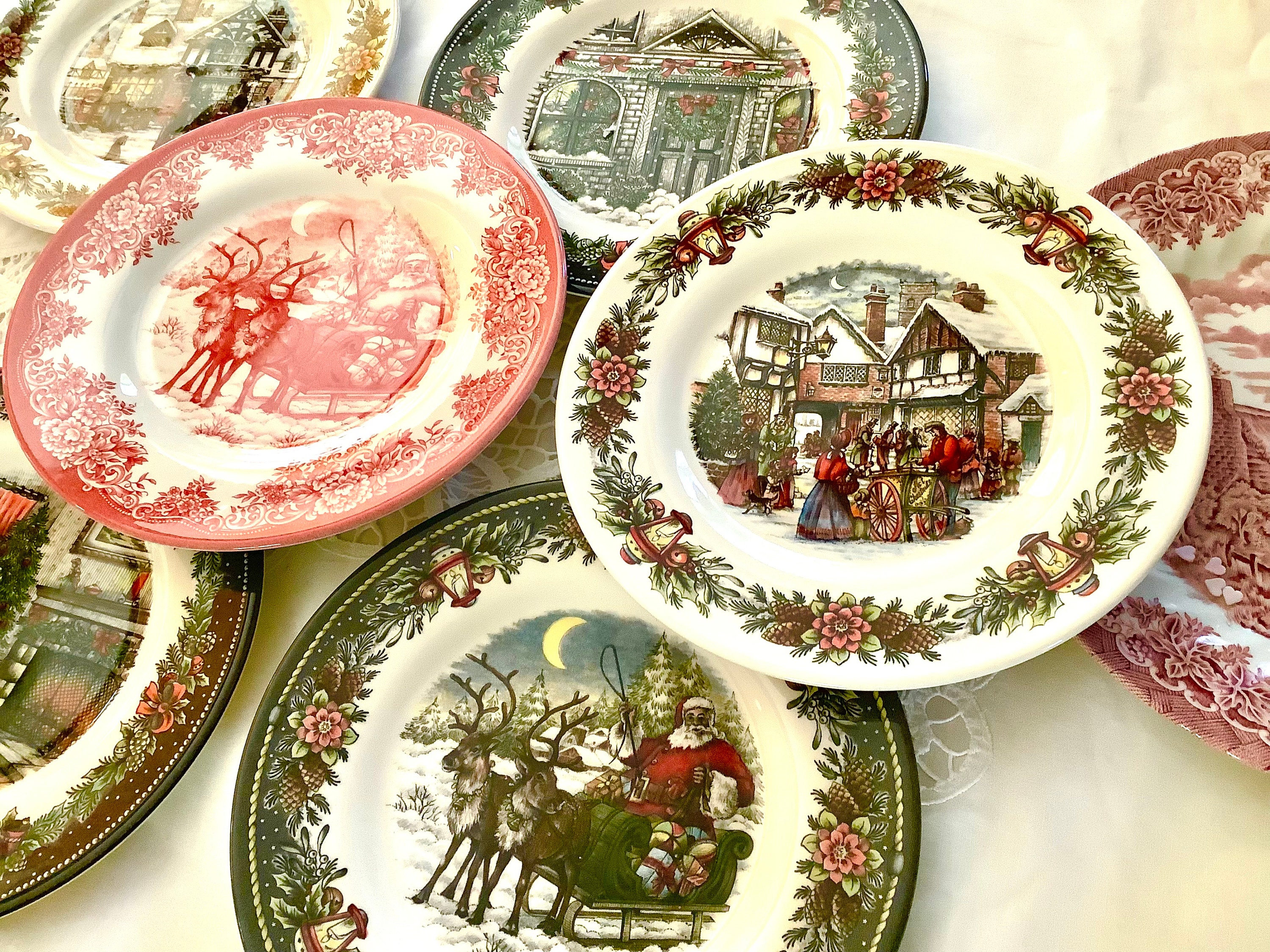 Christmas Dinner Plates. Mismatched China Porcelain Dishes - Etsy