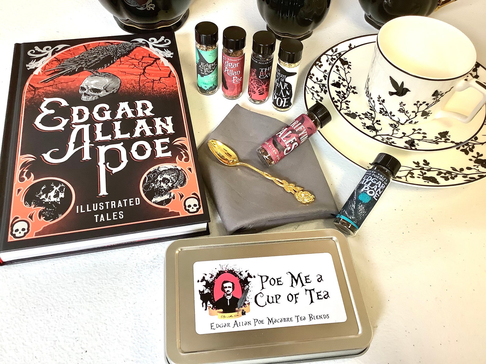 Edgar Allan Poe Gift. Poe Me a Cup of Tea Macabre Tea Blends. Tea Box ...