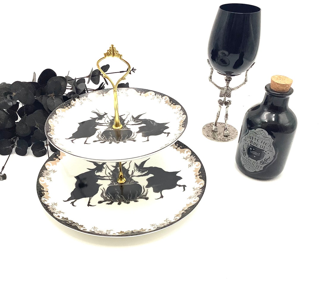 Cake Stand Wicked Salem Witches Bewitching Spells. Tiered Serving ...