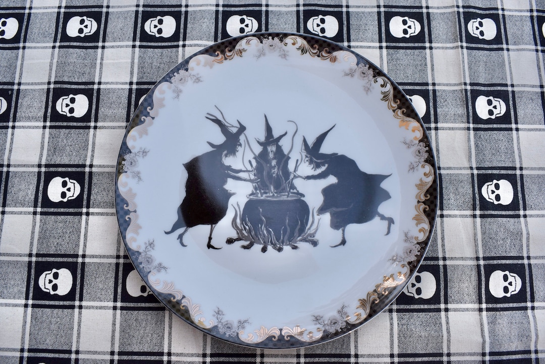 Wicked Plate Salem Witches Around a Cauldron. Fine Bone China Dish ...