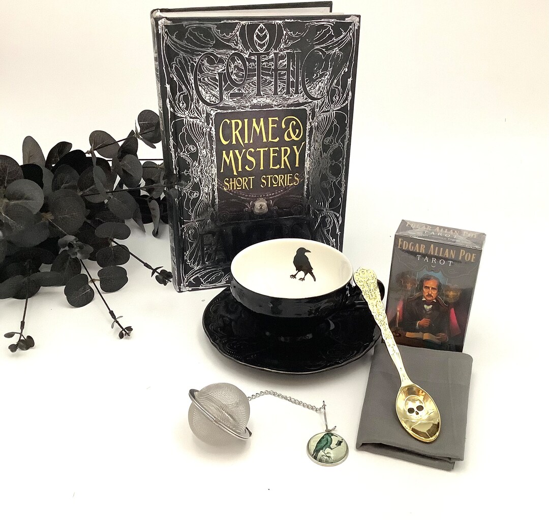 Ultimate Edgar Allan Poe Gift Gothic Crime Mystery Book, Crow Tea Cup ...