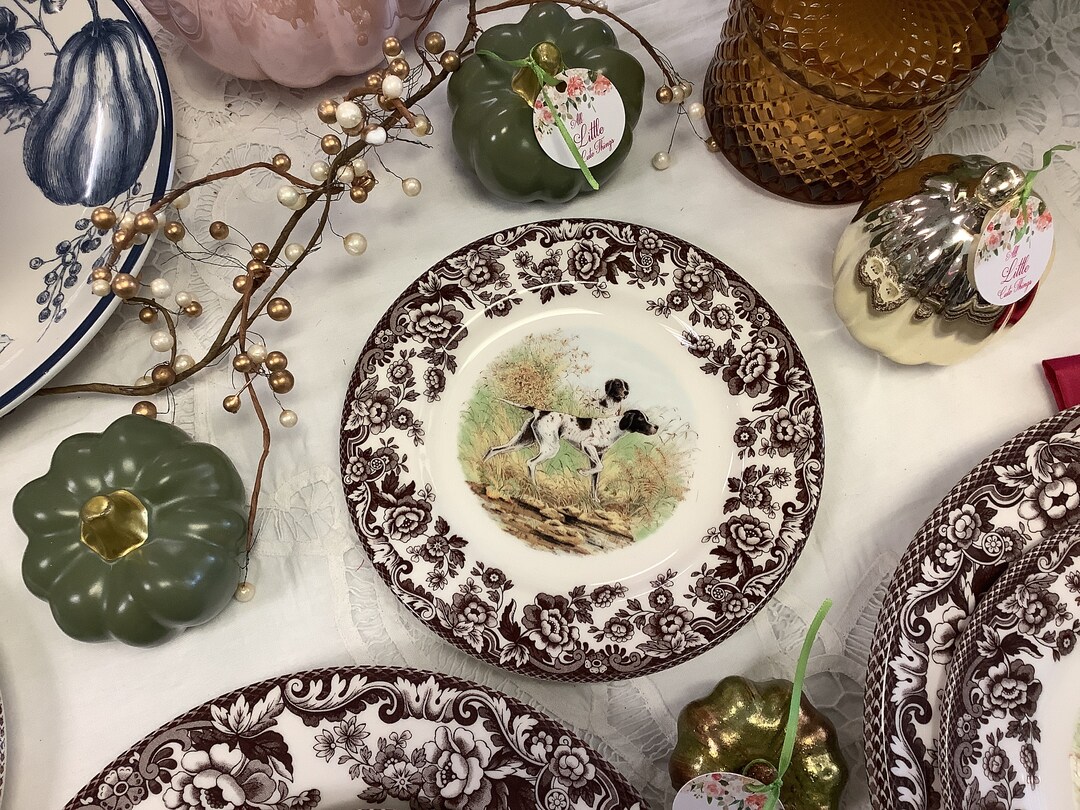 Plate. Flat Coated Pointer Dog Woodland Spode England. Side, Salad ...