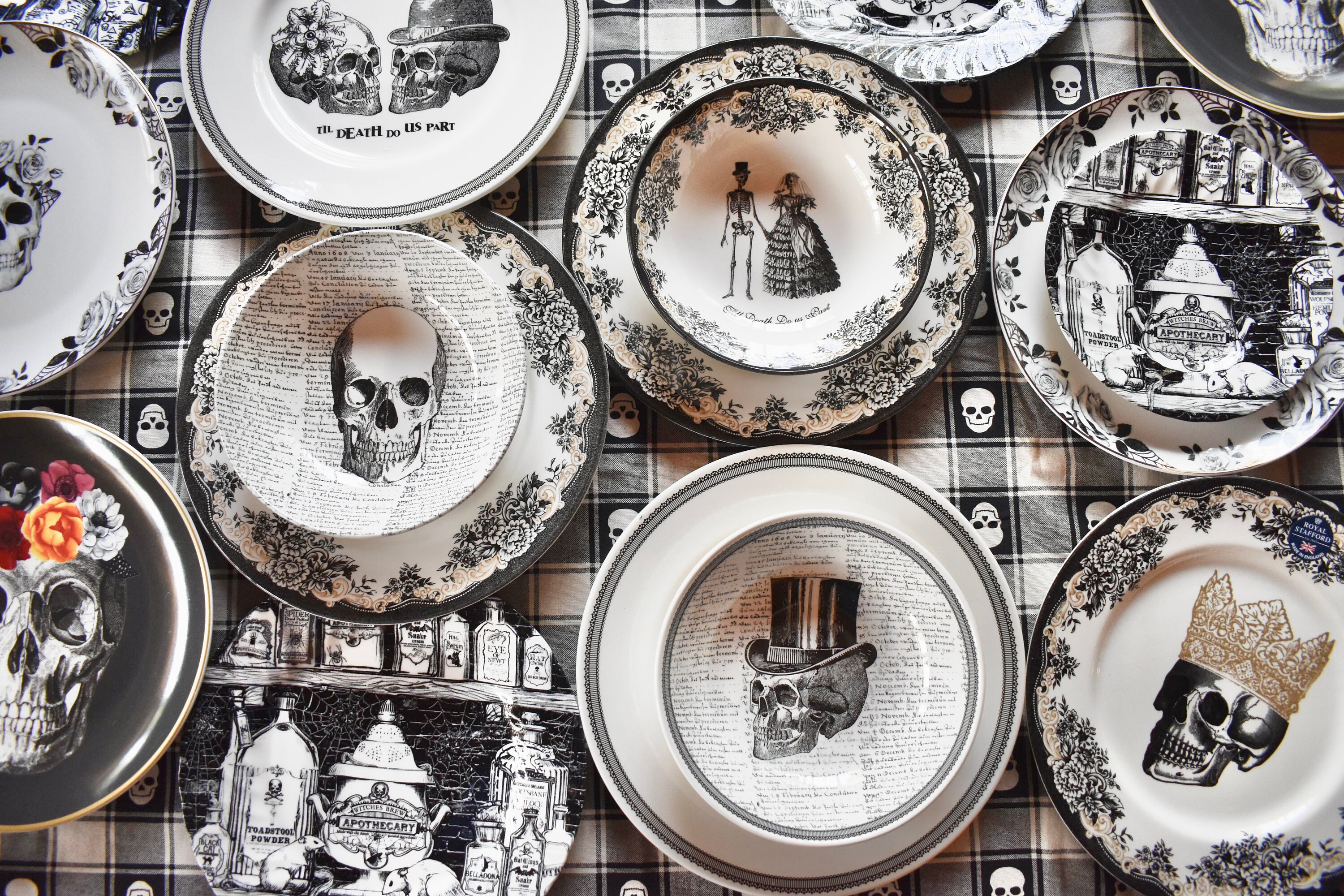 Skull Bowls. Mismatched China Porcelain Plates. Skeletons - Etsy
