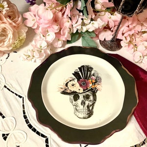 Skull Plate Skull With Fashion Hat Porcelain Dish. Holiday Wedding Gift ...