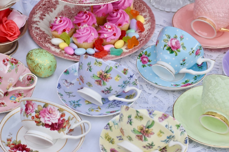 Mismatched Tea Cups and Saucers Party Favors for Birthday Bridal ...