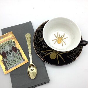 Personalized Black Widow Spider Web Tea Cup and Saucer Skull and Bones ...