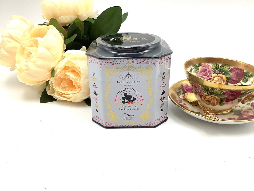 Tea Gift Set Harney & Sons Mickey Mouse Blend Loose Tea Collectors Tin Tea Ball Infuser Gold ...