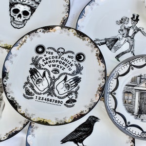 Skull Plates Mismatched China Porcelain Dishes. Skeleton Skulls Goth ...