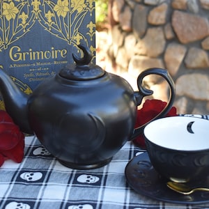 Personalized Teapot Moon Cycles Astronomy Stars Witch Black Carved ...