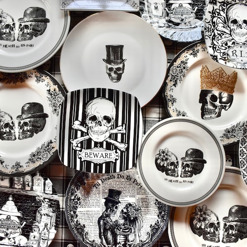 Skull Plates. Mismatched China Porcelain Dishes. Skeleton - Etsy