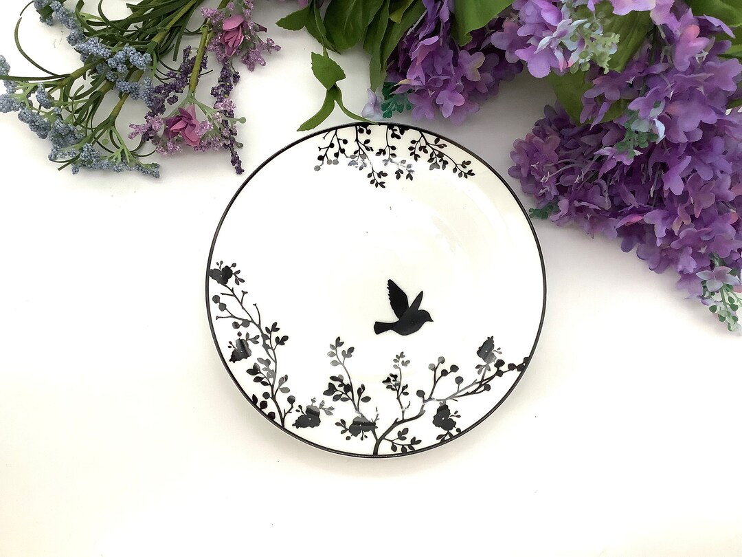 Black and White Side Plate Salad Dessert Plate Fine Porcelain Flying ...