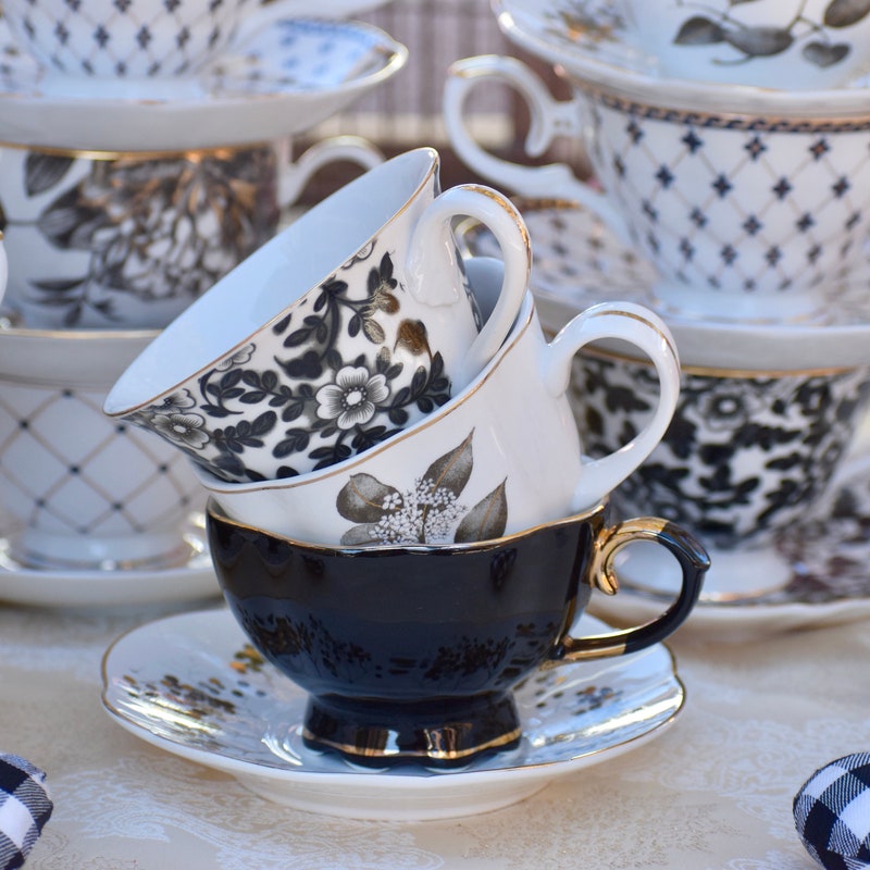 Black and Gold Tea Set - Etsy