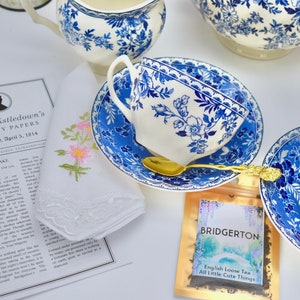 Bridgerton Tea Set. Lady Whistledown Devon Cottage Blue and White Fine ...