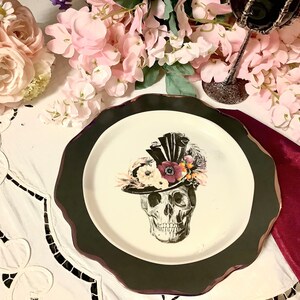 Skull Plate Skull With Fashion Hat Porcelain Dish. Holiday Wedding Gift ...