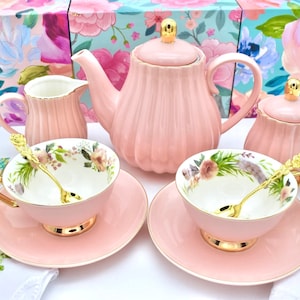 Personalized Tea Set Timeless Beauty Blush Pink Porcelain Teapot, Sugar ...