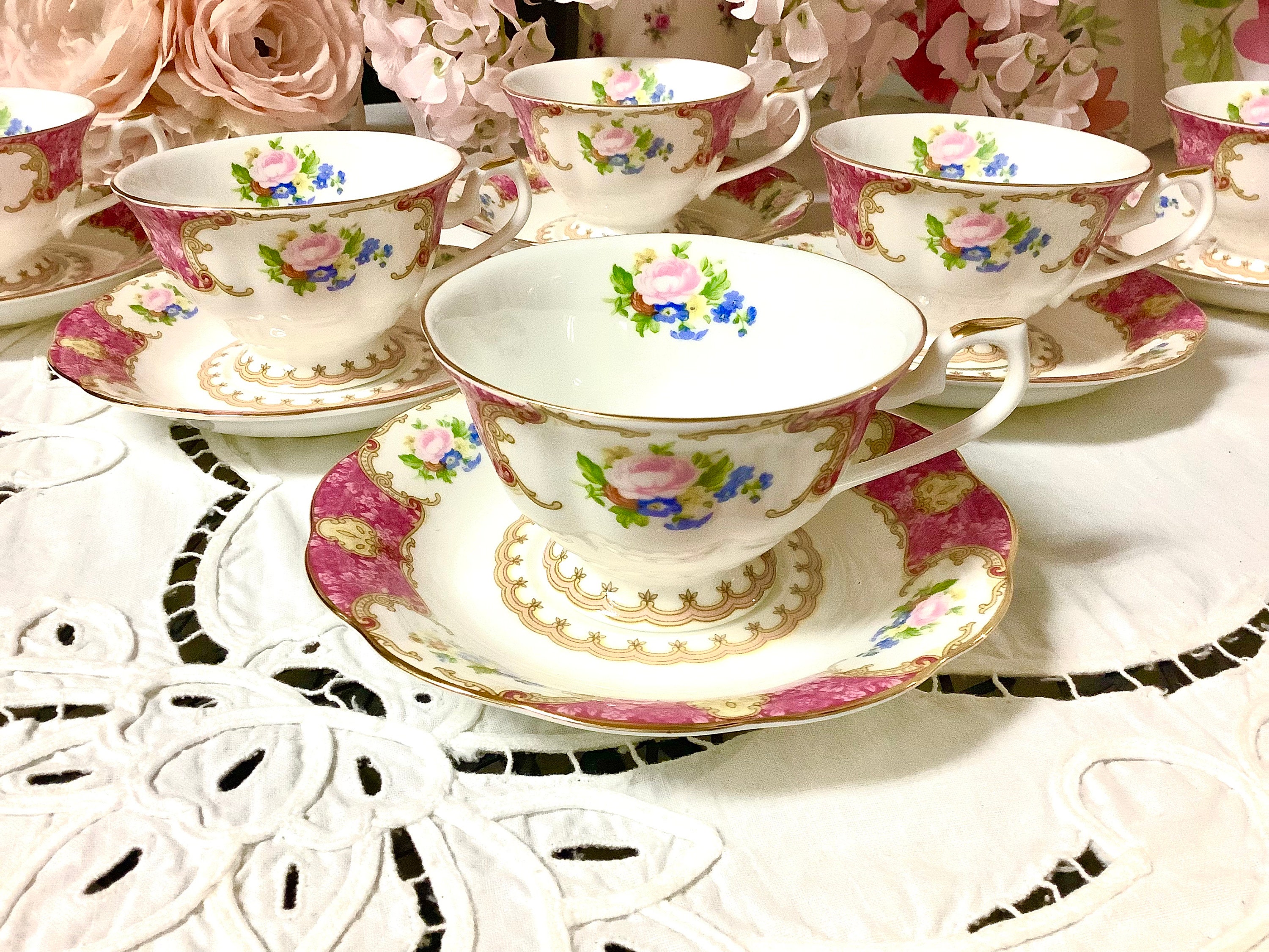 Tea Cup and Saucer With Spoon Embroidered Napkin Tea Pack - Etsy