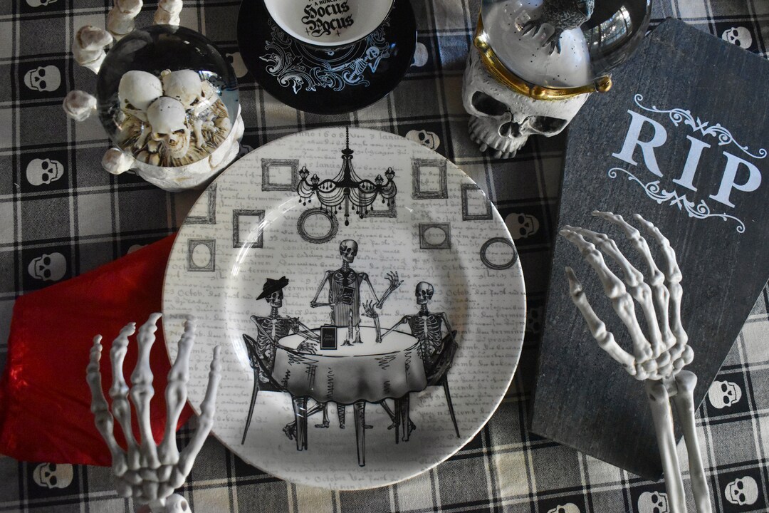 Skull Plate. Skeleton Bones at a Restaurant. Bone Appetite. Imported ...