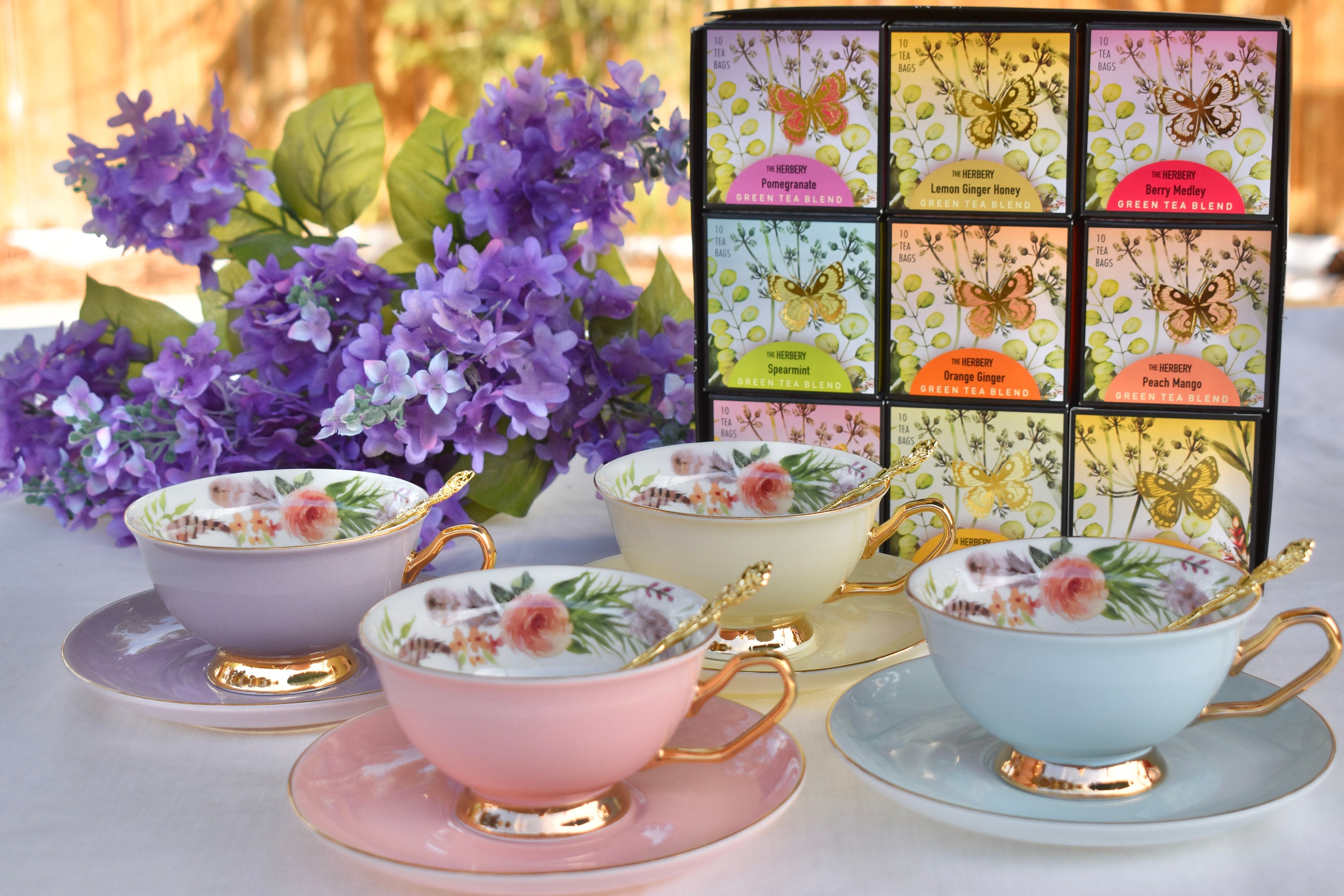 Tea Cup and Saucer With Spoon Embroidered Napkin Tea Pack - Etsy