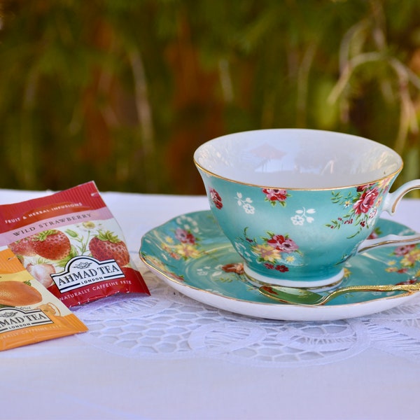 Turquoise Tea Cup - Etsy