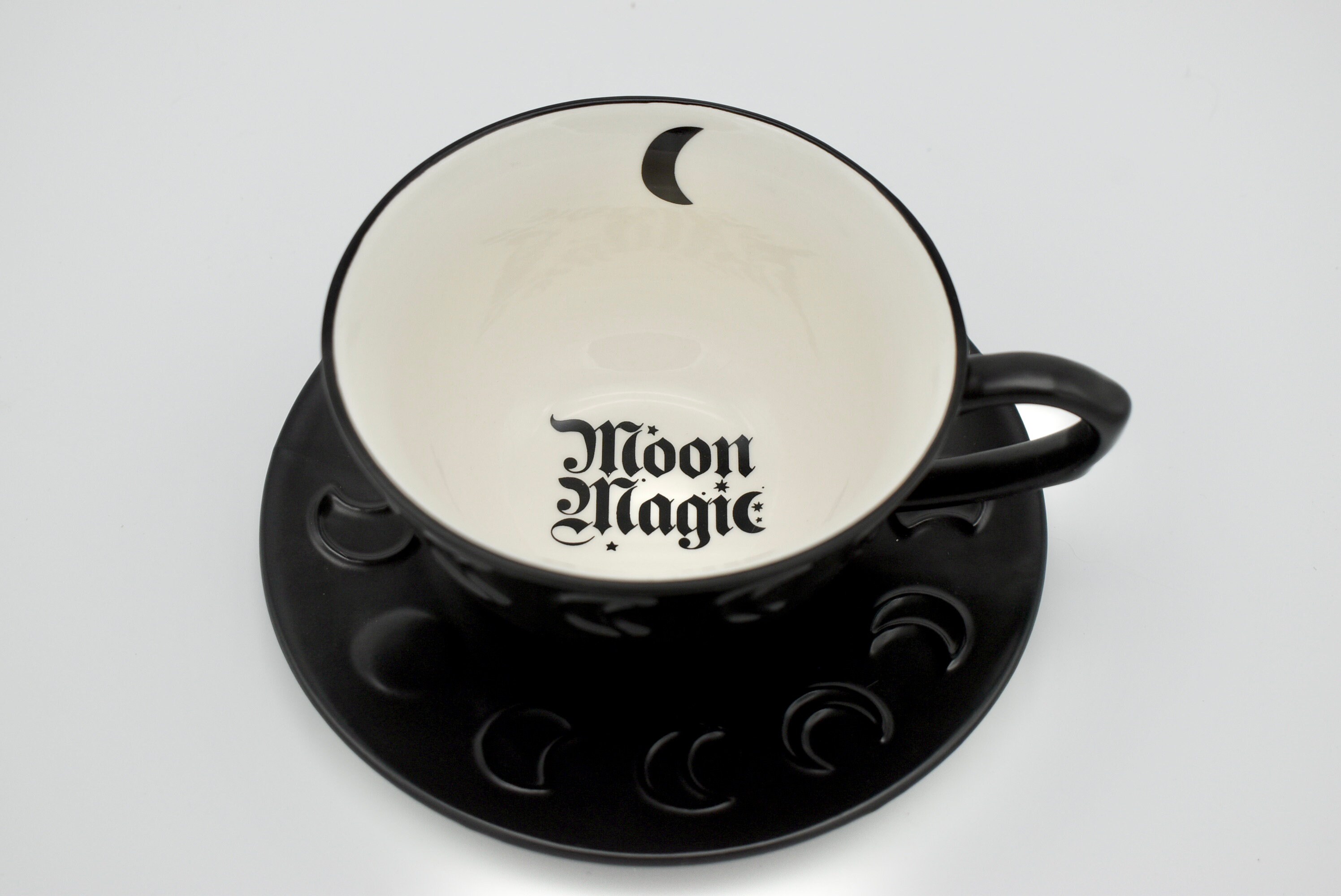 Moon Cycles Astronomy Stars Magic Black Tea Cup and Saucer - Etsy