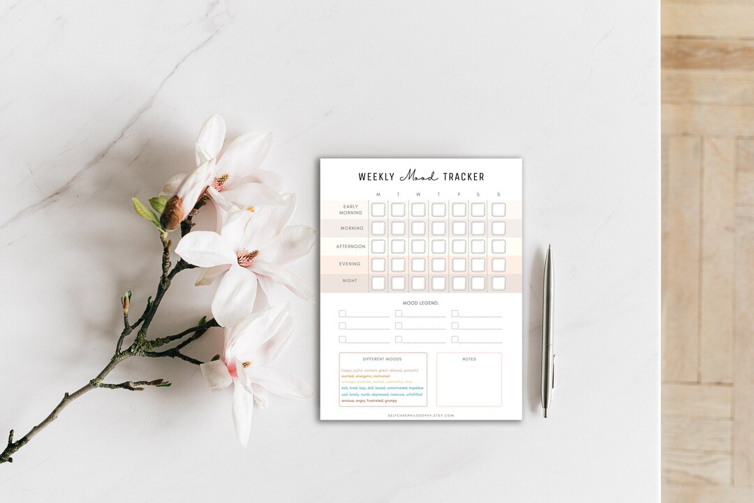 Mood Tracker, Self Care, Printable Digital Worksheets, Journal ...