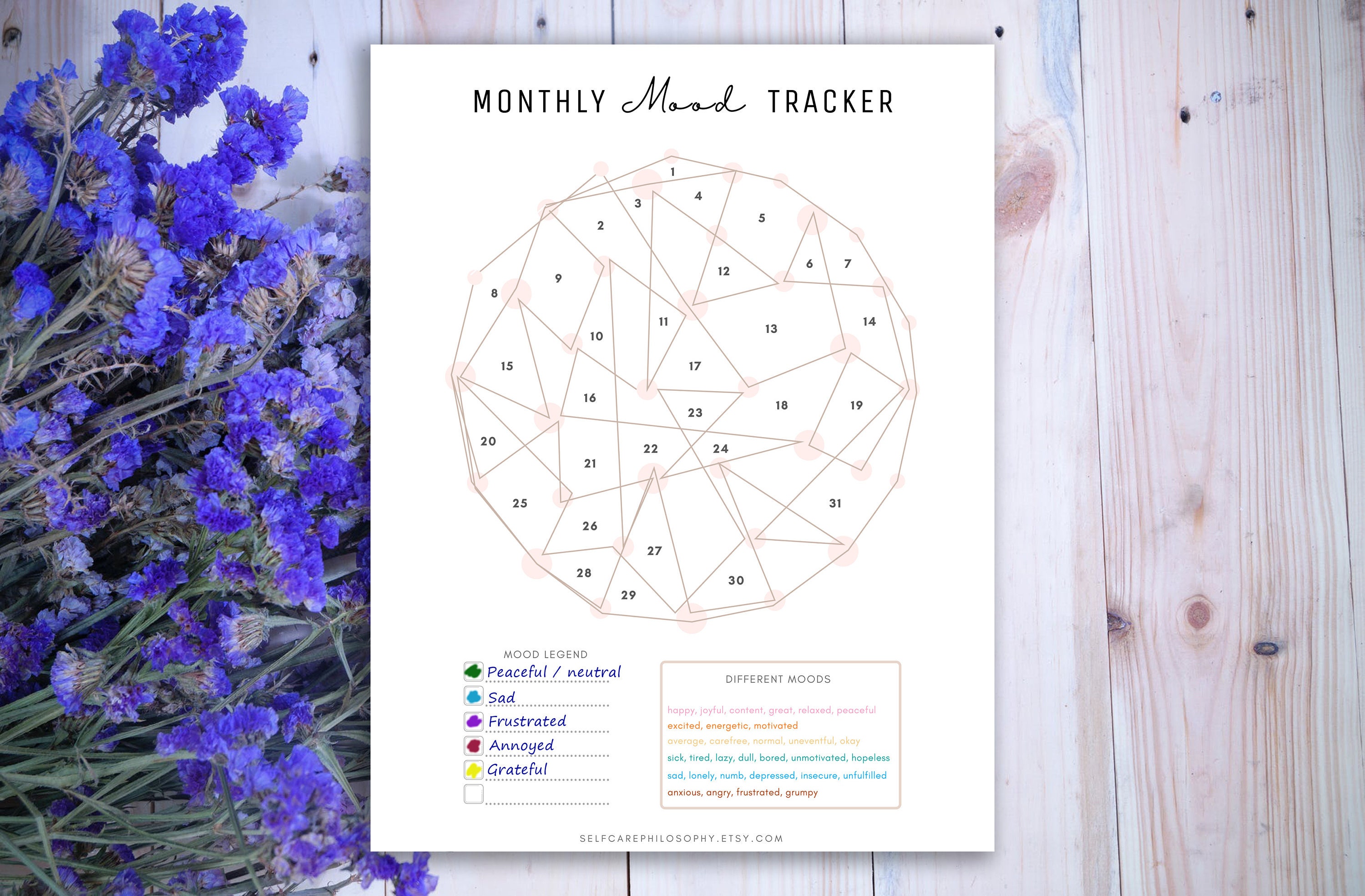 Mood Tracker Self Care Printable Digital Worksheets - Etsy