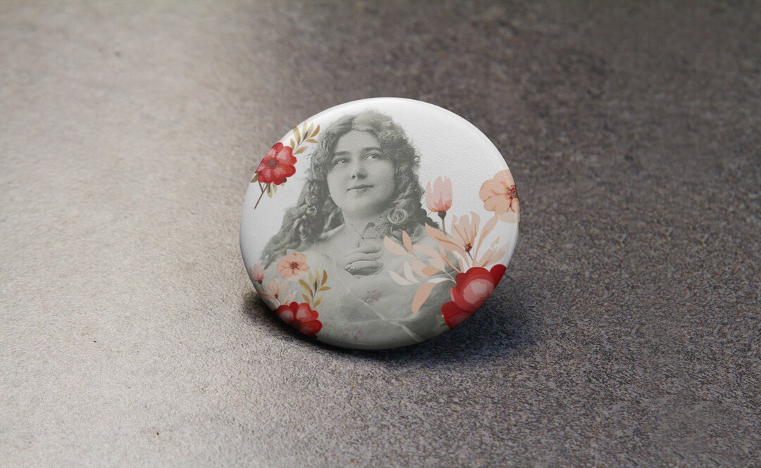 Floral Vintage Lady Pin Button Glamour-love Collection, Roaring 20s ...