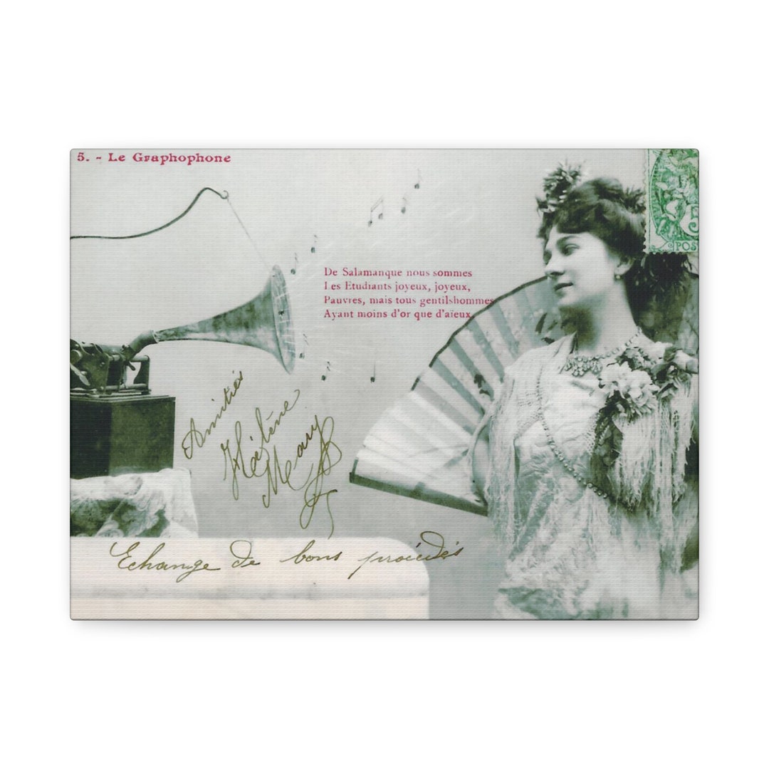 Victorian Woman Listening to Music, Matte Canvas, Vintage Home Decor ...